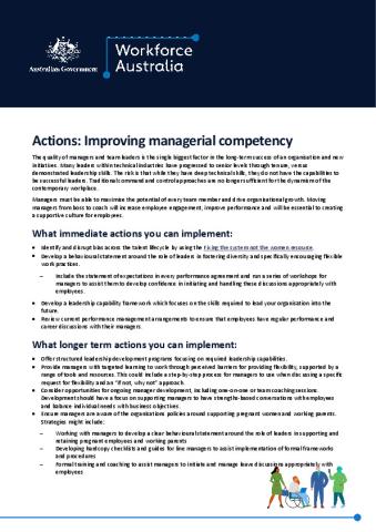 Actions Improving Managerial Competency Department Of Employment And